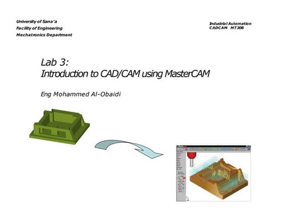 Introduction to CAD/CAM using Master Cam | PPT
