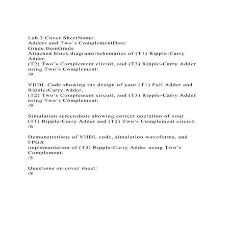 Lab 3 Cover SheetNameAdders and Two’s ComplementDateGrade .docx