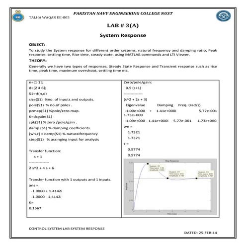 Lab 3 nust control | DOCX