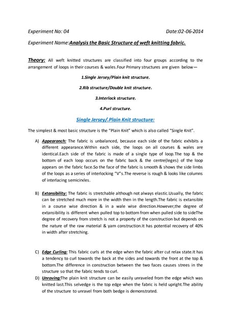 Study on Basic Elements of Knitting | DOCX