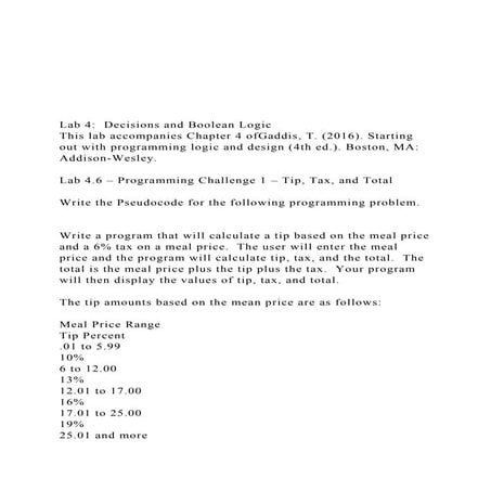 Lab 4 Decisions and Boolean LogicThis lab accompanie.docx