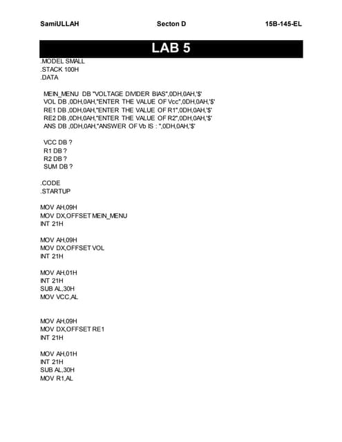Microprocessor And Micro Controller Lab Assembly Programming Pdf