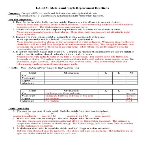 Lab #5 lab sample | PDF | Chemistry | Science