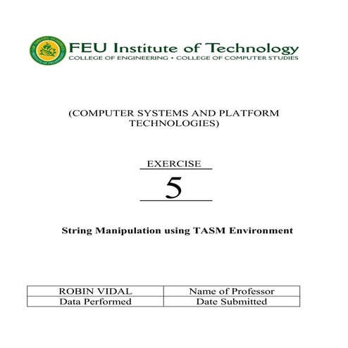 Lab 5 String Manipulation Usingtasm Environment 1docx Programming