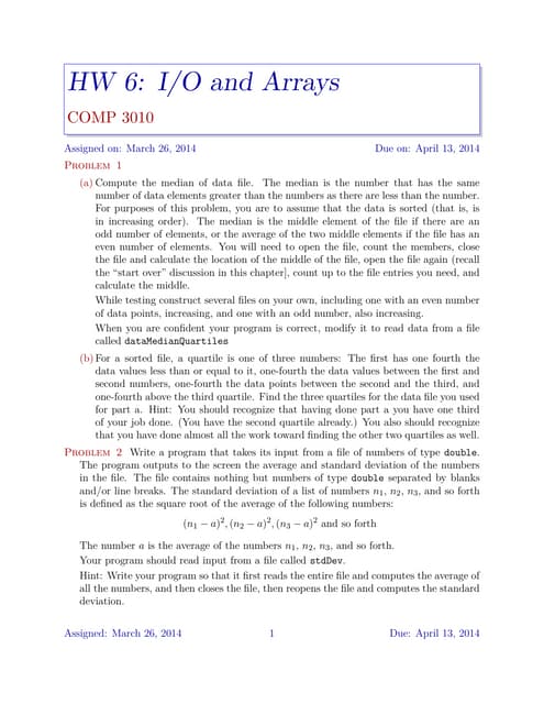 Lab6: I/O and Arrays | PDF Lab6: I/O and Arrays | PDF