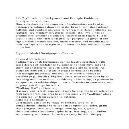 Lab 7 Correlation Background and Example ProblemsStratigraphic .docx