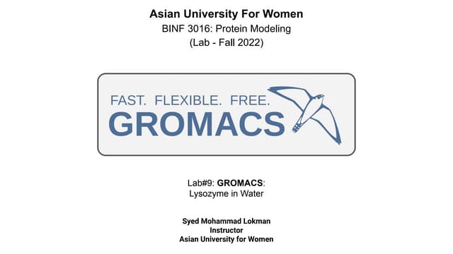 Gromacs Molecular Dynamics Simulation Ppt