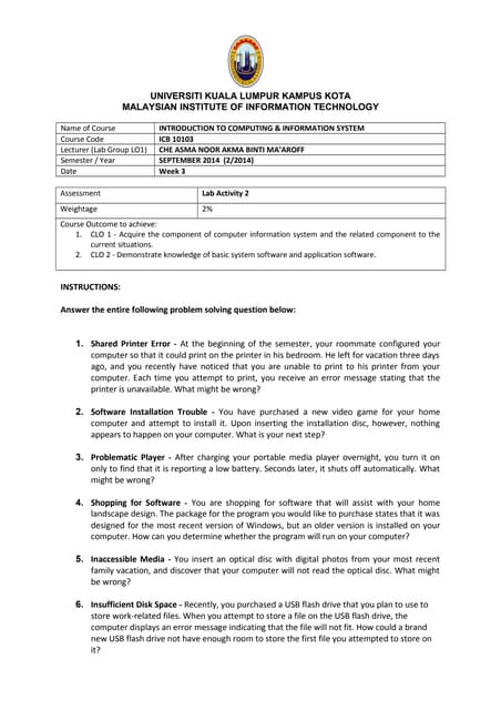 Sample of A logbook for Bachelor of Science in computer science ...