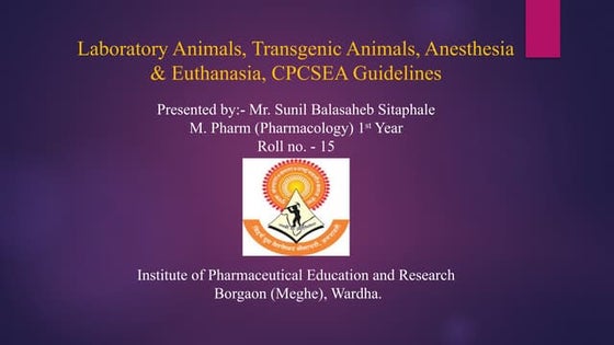 CPCSEA Guidelines | PPT | Infectious Diseases | Diseases and Conditions