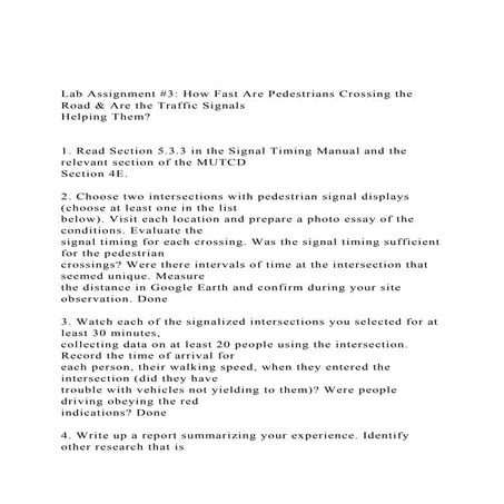 Lab Assignment #3 How Fast Are Pedestrians Crossing the Road .docx