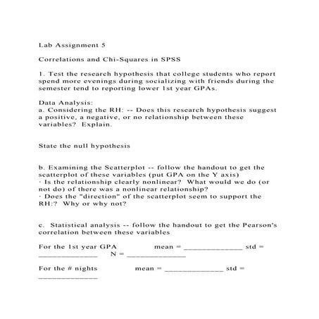 Lab Assignment 5Correlations and Chi-Squares in SPSS1. Tes.docx