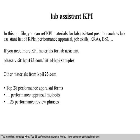 Lab assistant kpi | PPT