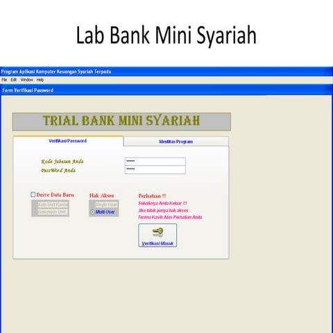Software Lab Bank Mini Syariah | PPT