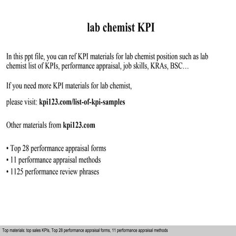 Lab chemist kpi | PPT