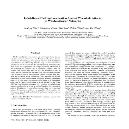 Label Based Dv Hop Localization Against Wormhole Attacks In Wireless Sensor Networks Pdf 