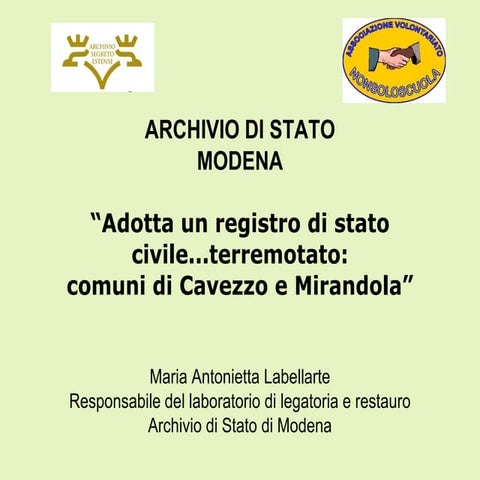 Progetto "Adotta un registro di stato civile" | PPT