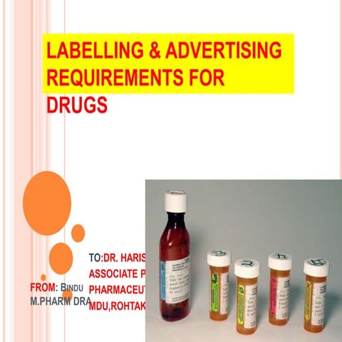 Labelling of drugs cosmetics nd biotech | PPTX