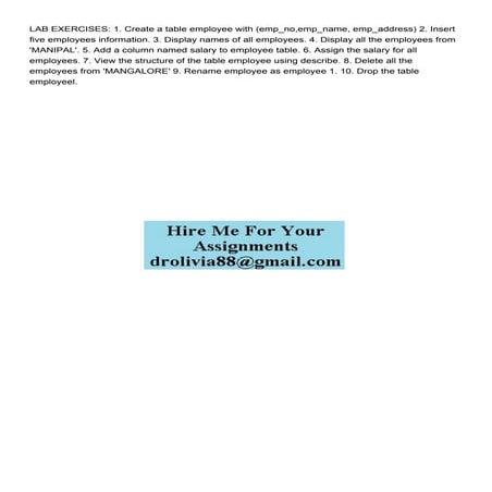 LAB EXERCISES 1 Create a table employee with emp_noemp_n.pdf