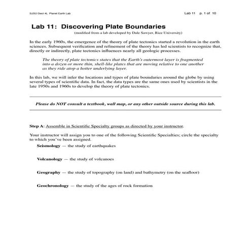 Lab for plate boundaries | PDF