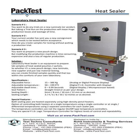 Lab heat sealer lhs 8 ad - lhs 12ad | PDF