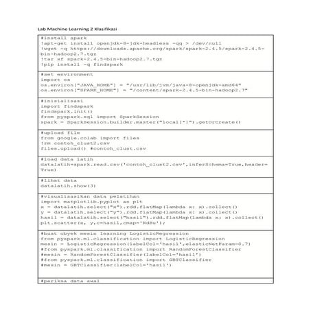 Lab machine learning 2 klasifikasi | PDF
