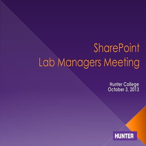 Lab managers meeting | PPTX