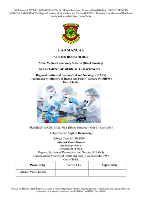 Standard Operating Procedure for CBC Estimation with Autoanalyzer H560 ...