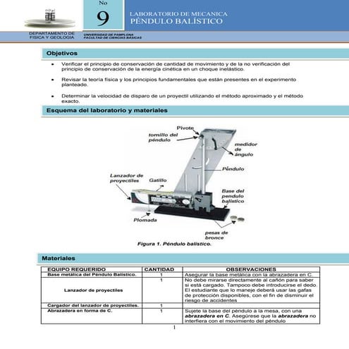 Laboratorio de fisica: pendulo balistico | PDF
