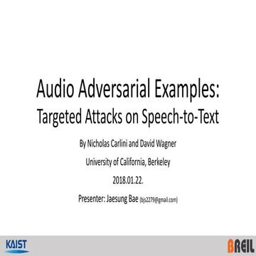 [paper Review] Audio Adversarial Examples Pptx Digital Audio