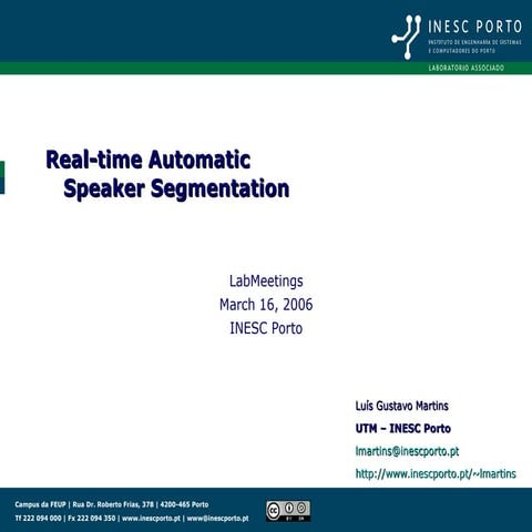 Speaker Segmentation 2006 Ppt