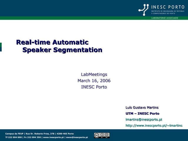 Speaker Segmentation 2006 Ppt
