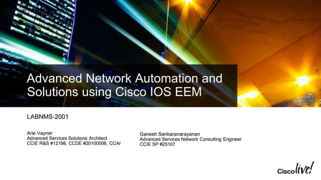 Embedded Event Manager Eem On Ios Ciscolive 2015 Ppt