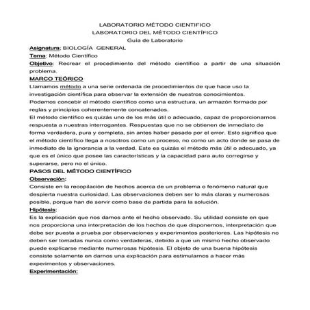 Laboratorio método cientifico | DOCX