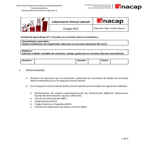 Laboratorio virtual labvolt 1 carga rlc | PDF