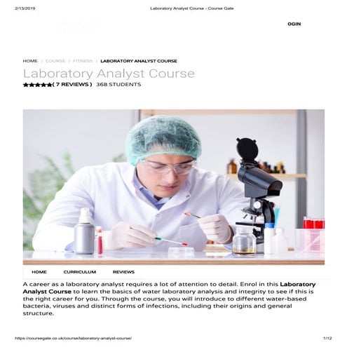 Laboratory Analyst Course - Course Gate | PDF