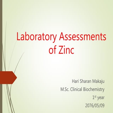Laboratory assessment of zinc | PPTX | Blood Disorders | Diseases and ...
