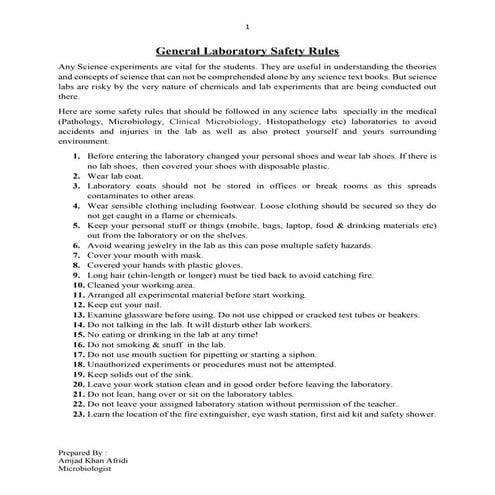 Laboratory biosafety rules | PDF