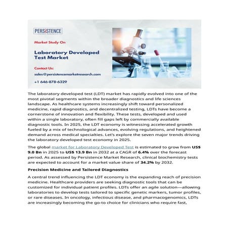 Key Trends in Laboratory Developed Test Growth | PDF