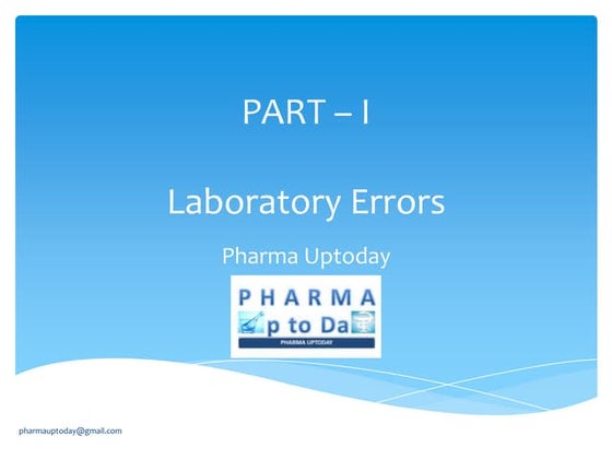 Analytical And Post Analytical Errors In Laboratory Ppt