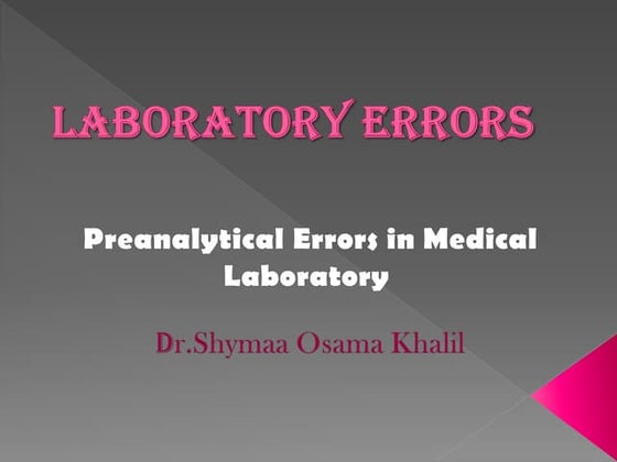Pre Analytical Errors Ppt