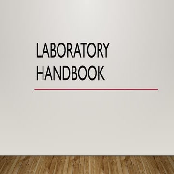 LABORATORY HANDBOOK FOR MEDICAL LABORATORY | PPTX