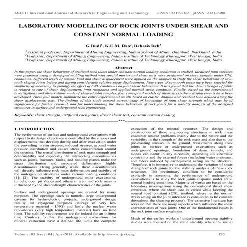 Shear strength of rock discontinuities | PDF