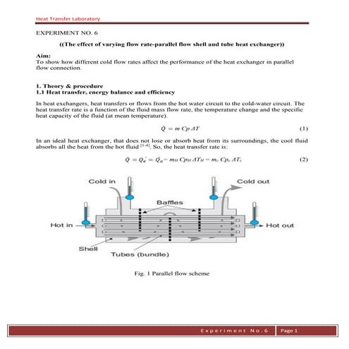 The effect of varying flow rate-parallel flow shell and tube heat exchanger | PDF