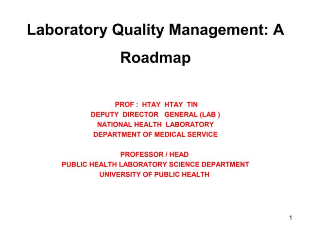 Laboratory quality management notes | PPT
