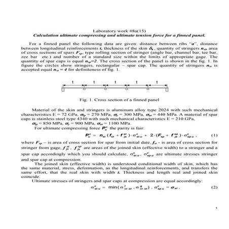 Laboratory work 8a calculation ultimate compressing and ultimate tension force for a finned ...