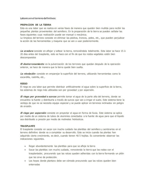 Preparación del terreno | PPTX