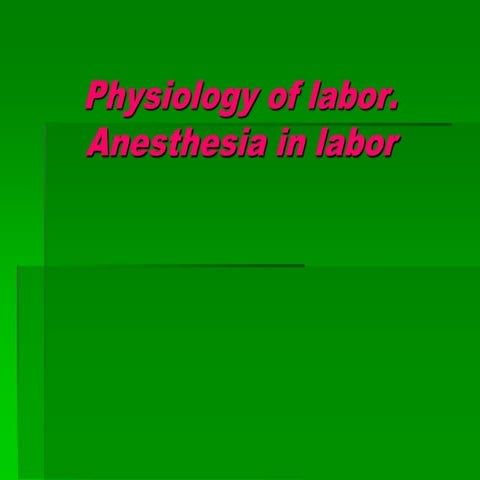 Physiology of labor. Anaesthesia in labor | PPTX