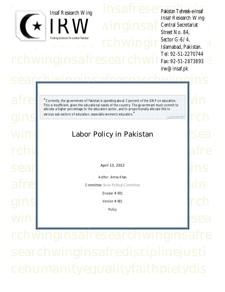 Labor Policy In Pakistan labor-policy-in-pakistan