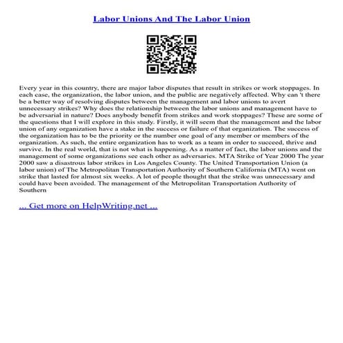 Labor Unions And The Labor Union | PDF