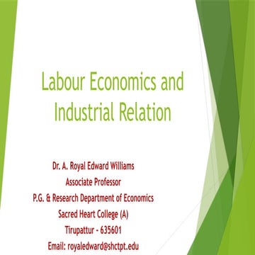 Labour Eco Unit I - Introduction to Labour Economics by A. Royal Edward ...
